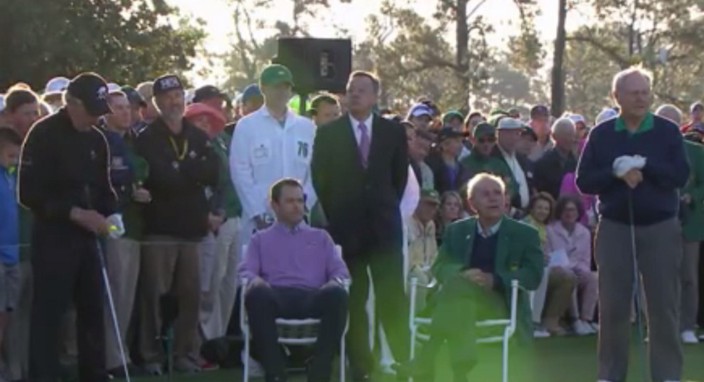 Jack Nicklaus, Gary Player hit Masters ceremonial tee shots with Palmer ...