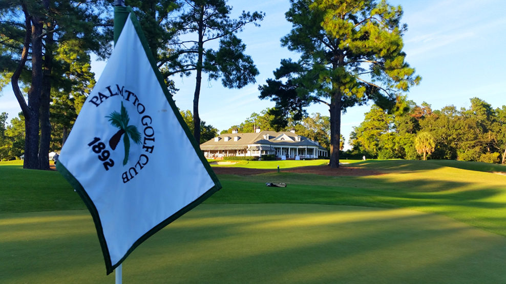 What do red, white and blue flags mean on a golf course?