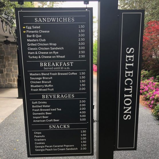 2019 Masters concessions menu: Food choices and food prices at Augusta ...